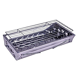 YARNOW Camping Burner Bbq Grills Charcoal Grill Stainless Steel Barbecue Grill Metal Barbecue Grill Stainless Steel Foldable Grill Mini Stove Camping Camp Coal Stove Camp Stove Portable