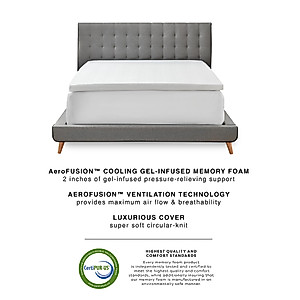 Bodipedic 2 Inch Memory Foam Mattress Topper, Gel Infused Mattress Topper, Luxury Circular-Knit Cover Included, CertiPUR-US Certified Foam, White