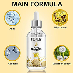 Active Collagen Serum - Natural & Organic Anti-Aging Collagen Serum for Face Improves Elasticity, Evens Skin Tone, Lifts, Firms & Smooths Skin - Collagen Facial Serum for All Skin - 1 oz