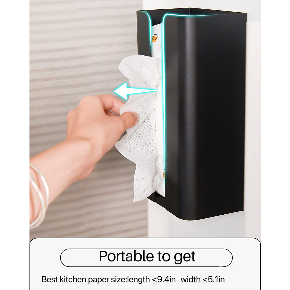 Magnetic Suction Plastic Bag Holder - Grocery Bag Dispenser - Wide Opening Plastic Bag Tissue Storage Device Without Installation - Fingerprint Resistant (Black)