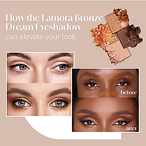 Lamora Nude Bronze Eyeshadow Palette - 12 Warm Brown Highly Pigmented Shimmer & Matte Shades - Travel Size Makeup Palette with Mirror