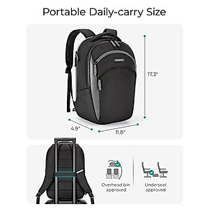Travel Backpack for Men, BAGSMART 35L Carry On Backpack Flight Approved for Weekend Trip, Women/Mens Laptop Backpack for Work Commuter School with 17.3 inch Laptop Compartment & Water-resistant, Black