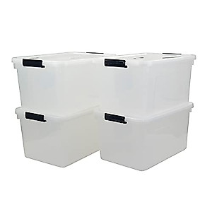 Doryh 17.5 L Plastic Storage Bin with Lid, Clear Latching Box, 4 Packs
