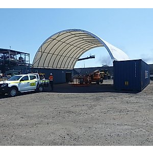 Mytee Products 40'(L) x 20'(W) Shipping Container Canopy Shelter - 21 Oz 610 GSM PVC White Cover Storage Container Roof with No End Walls - Durable & Weather-Resistant