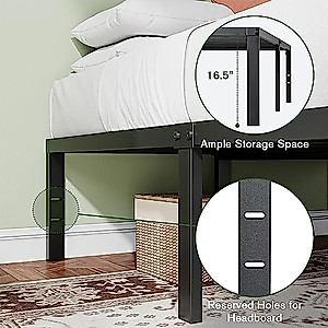 IMUsee Heavy Duty 18inch King Size Metal Platform Bed Frame with Large Under Bed Storage Space, Sturdy Metal Frame/Mattress Foundation/No Box Spring Needed/Easy Assembly/Noise-Free