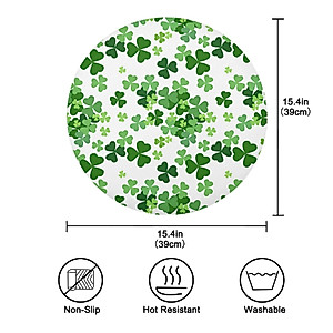 St. Patrick's Day Placemats Lucky Clover Shamrocks Round Placemats Set of 6 for Kitchen Table Washable Kitchen Table Mats Place mats