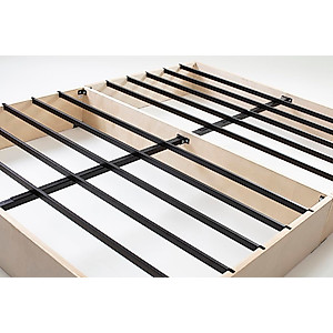 Panana 5 Inch Metal Box Spring Bed Base/Heavy Duty Steel with Fabric Cover/Mattress Foundation/Wooden Frame Easy Assembly, Queen, White