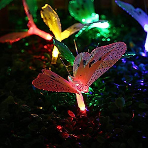 Berocia 24 LED Solar Butterfly String Lights Outdoor Garden Waterproof for Yard Bedroom Balcony Patio Indoor