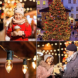 Pallerina C7 Christmas Lights, 25Ft C7 Clear Christmas String Lights with 27 C7 Warm White Bulbs, Vintage Christmas String Lights for Garden, Patio, Backyard, Cafe, Xmas Party, 5 Watt e12 Base