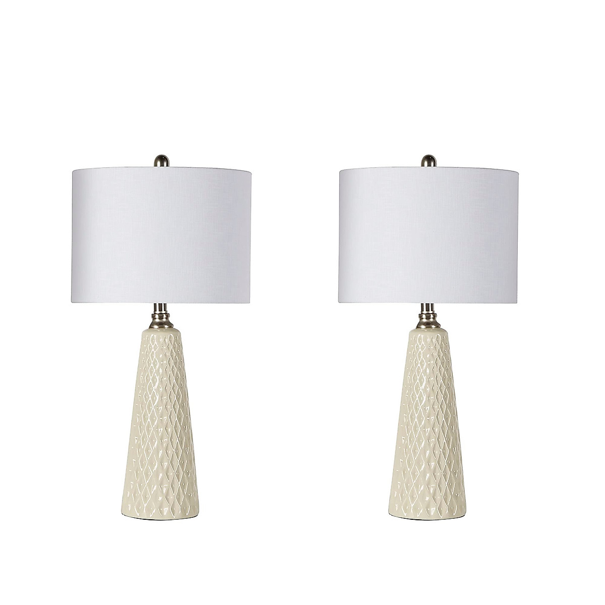Decor Therapy MP1631 Jameson Textured Ceramic Table Lamps, Set of 2, 13x13x26.5, Ivory, 2 Count