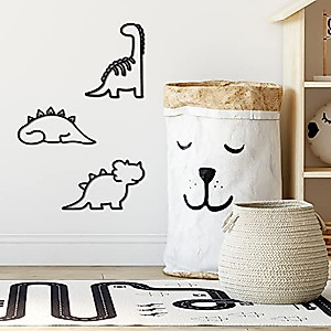 3 Pcs Dinosaur Wall Decor Dino Geometric Wooden Wall Art Nursery Room Decorations for Baby Boys Girls Toddlers Kids Bookshelf Bathroom Bedroom Classroom Playroom Living Room Modern Minimalist Design