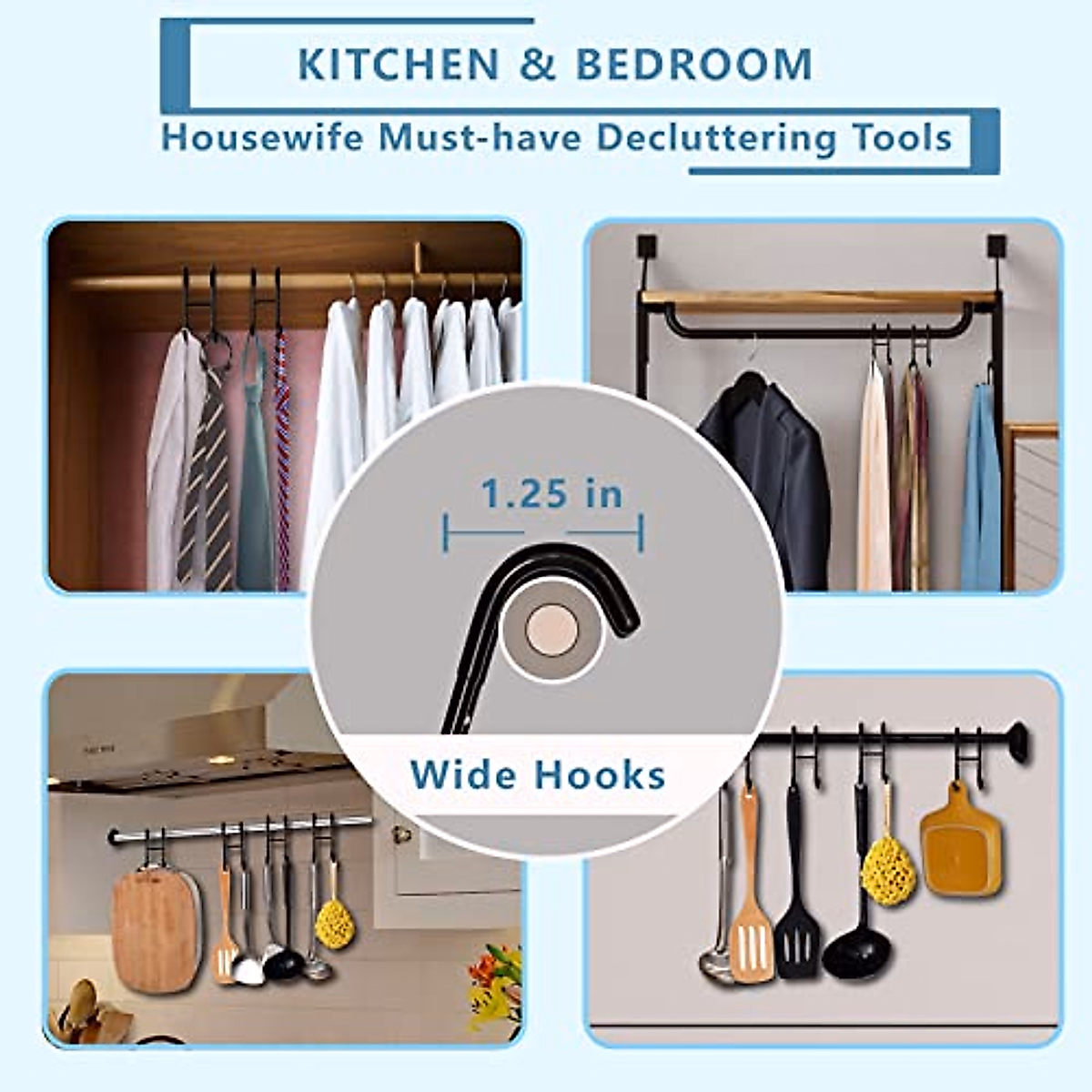 CYGGYUU 2 Pack,Stainless Steel Towel Hooks,Black Shower Hook,Bathroom Robe Hooks for Frameless Glass Door,Shower Squeegee Hooks,Loofah Hook,Wall Hook