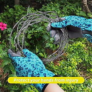 Long Gardening Gloves for Women Thorn Proof, Comfortable Soft Leather Garden Gloves for Gardening, Cleaning, Digging