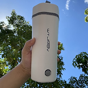 WTJMOV Portable Electric Kettle for Travel, Travel Kettle Electric Small Stainless Steel, Portable Fast Water Boiler Automatic Shut-Off 350ML Mini Cup (White)