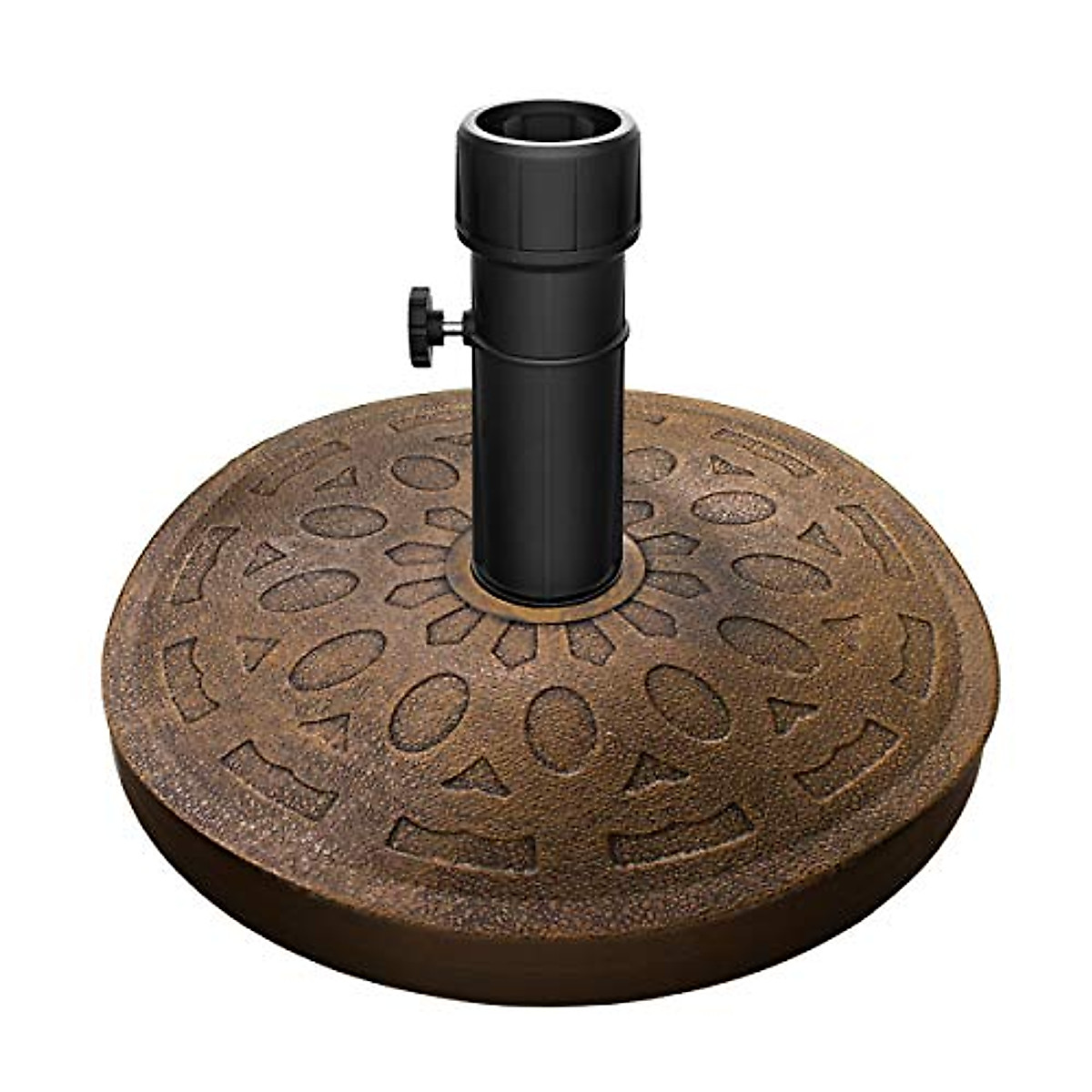Pure Garden 50-LG1210 Outdoor Umbrella Base – Heavy-Duty Resin and Cement 34LB Weighted Patio Shade Stand for Deck, Backyard, or Poolside Use (Bronze), 1.5"-1.8"