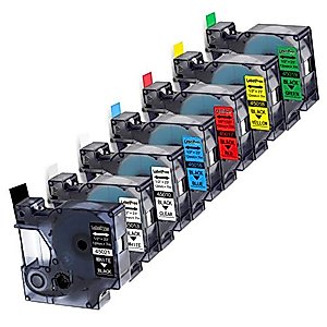 7-Pack Replace DYMO D1 Label Tape 45010 45013 45016 45017 45018 45019 45021 D1 Refills Compatible DYMO LabelManager 160 280 420P PnP 220P 360D 450 210D, 1/2” W x 23’ L, 12mm x 7m
