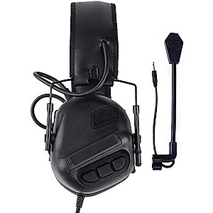 ATAIRSOFT Tactical Headset Wargame Hunting Headphone Without Noise Cancellation Function (Black)
