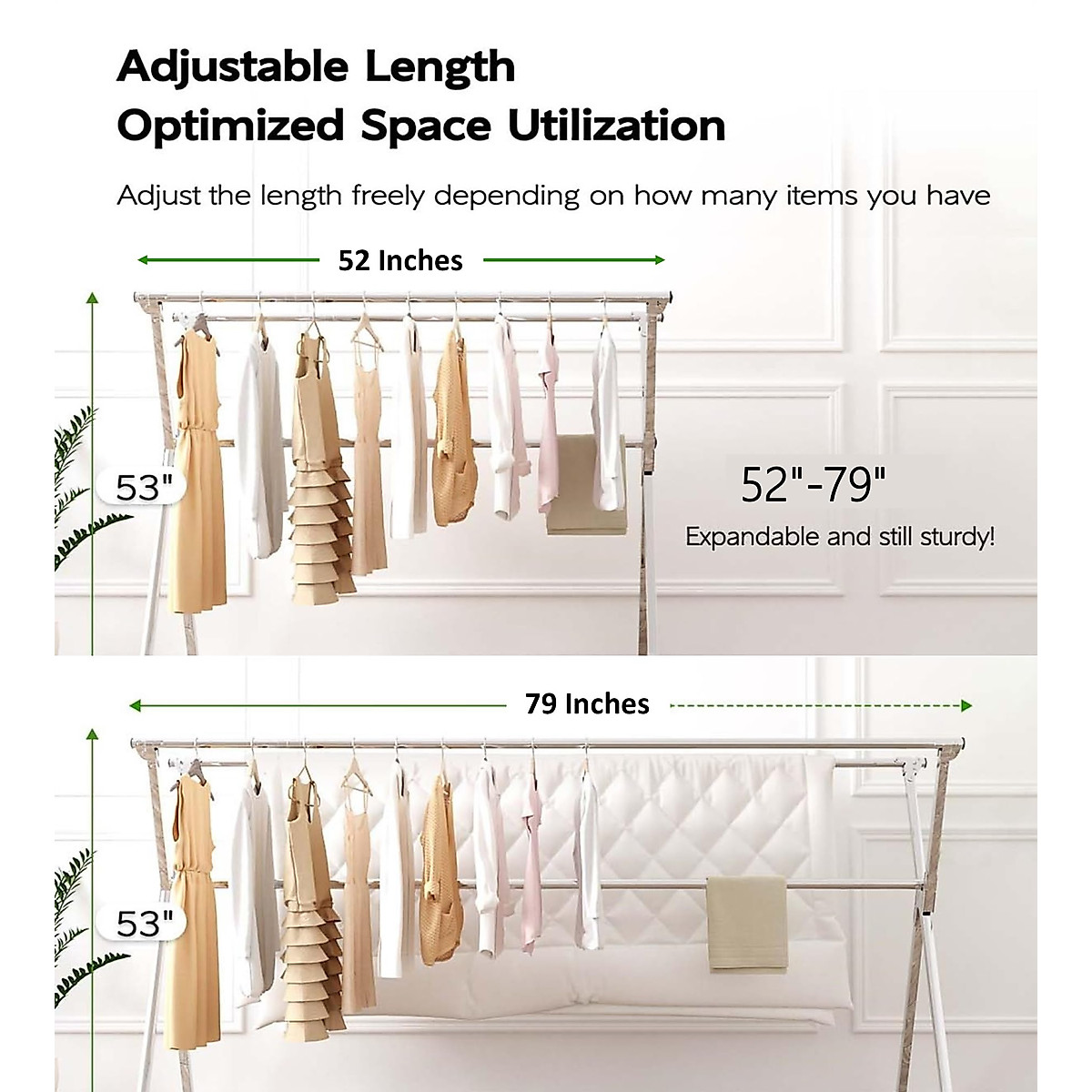 79 Inches Clothes Drying Rack Clothing with Windproof Design, Folding Indoor Outdoor,Heavy Duty Stainless Steel Laundry Drying Rack,Foldable Portable Garment Rack,20 Hooks,12 Clips,5 Shoe Drying Racks