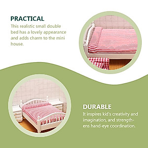 Totority Wooden Dollhouse Bed - 1: 12 Doll House Furniture Miniature Dollhouse Tabletop Accessories Dollhouse Furniture Mini Furniture