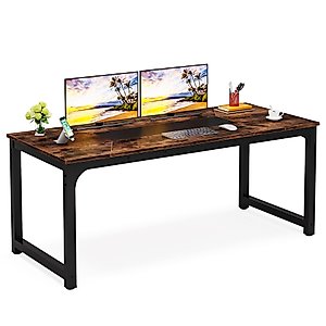 LITTLE TREE 70.9 Inch X Large Executive Office Computer Desk, Brown