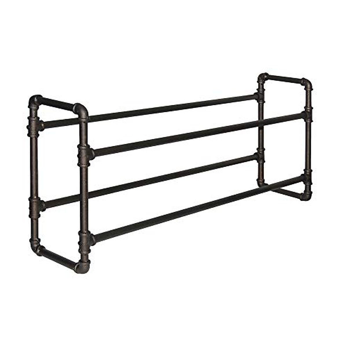 Real Home Innovations Modern Industrial Style 2 Tier Shoe Rack, 36" W x 8.2" d x 16" H, Satin Pewter