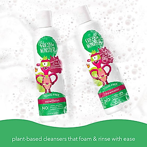 Fresh Monster 2-in-1 Kids Shampoo & Conditioner, Toxin-Free, Hypoallergenic, Tear-free Shampoo & Conditioner for Kids, Watermelon (2 Pack, 8.5oz/each)