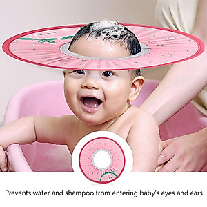 Baby Shower Cap, Baby Kids Shampoo Cap Waterproof Cloth Kids Bathing Shower Cap Bathing Protection Hat(Pink)