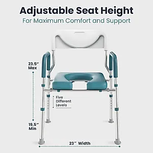PELEGON Raised Toilet Seat with Handles (400lb) - Adjustable 3 in 1 Commode Chair for Toilet with Arms, Toilet Riser with Handles, Bedside Commode Chair, Handicap Toilet Seat for Elderly (Grey)