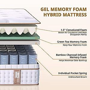 BedStory 14" Hybrid King Mattress in a Box, Gel Memory Foam Mattress with Pocket Spring, Medium Firm Mattress with Dual Brim Design for Supportive&Pressure Relieving&Motion Isolated Sleep, Made in USA
