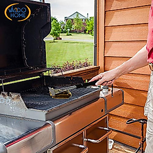 Heavy Duty BBQ Grill Brass Cleaning Brush with Built in Scraper - Large Triple - Headed Great for All Smoker Grill Grates Especially Gentle Delicate for Ceramic Griddles for Porcelain Grill Grate Gri