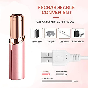 Facial Hair Removal for Women Painless Hair Remover, Waterproof Shaver Razor Hair Remover with LED Light for Face Bikini Peach Fuzz Upper Mustache Lip Chin (rose gold)