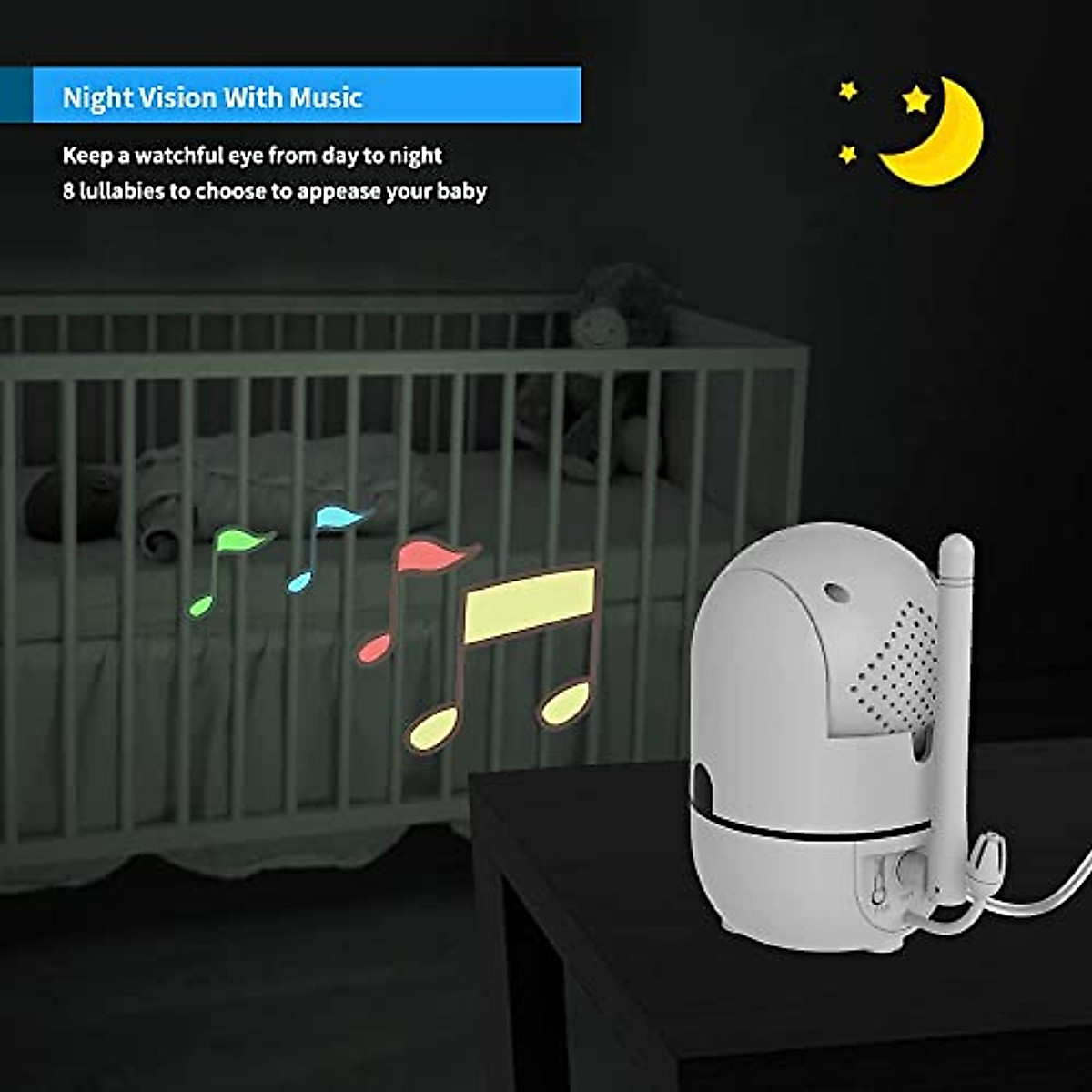 HelloBaby Monitor, 5''Display, Pan-Tilt-Zoom Video Baby Monitor with Camera and Audio, Night Vision, 2-Way Talk, Temperature, 8 Lullabies and 1000ft Range Baby Monitor No WiFi for Elderly(Old Model)