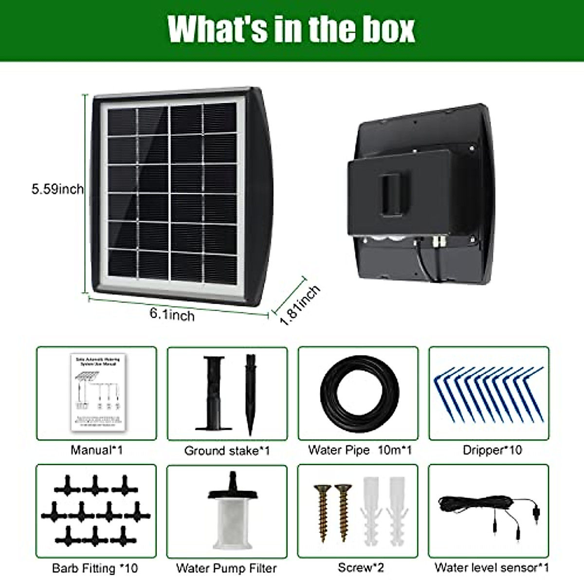 Drip Irrigation Kit - Solar Automatic Plant Self Watering Devices, JIYANG Solar Powered Auto Easy DIY Watering System Supported 15Pots, 6Timing Modes for Plants on The Balcony, in The Plant Bed, and Green House