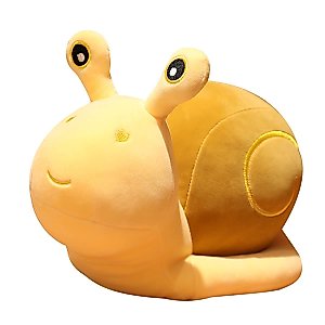 SEENEEY Cute Cartoon Snail Doll Plush Toy Children's Birthday Gift Big Snail Pillow Doll, Yellow, 11.8 Inches.