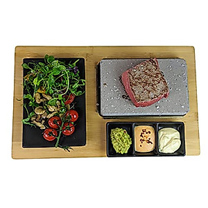 Black Rock Grill Cooking Stone for Steak, Lava Stone Grill, Hot Steak on a Stone Cooking Set