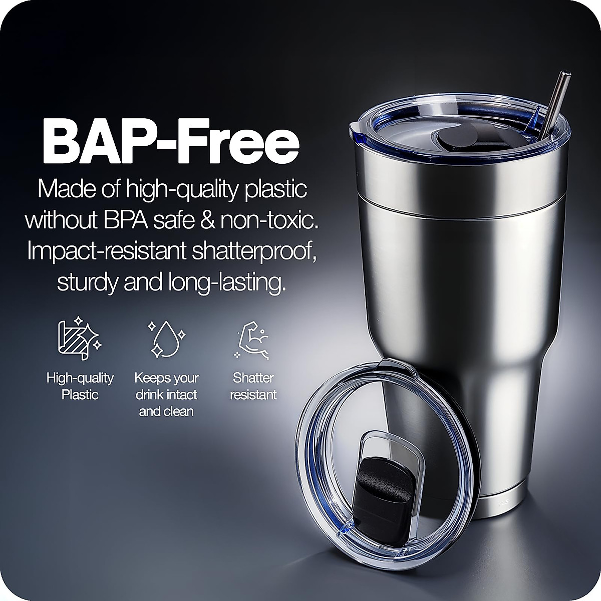 30 oz Tumbler Lid, Replacement Lids Compatible With YETI 30 oz Tumbler, 35 oz Straw Mug and 14 oz Mug, Spill Proof Lids for Yeti Tumbler 2 Pack Yeti Lid with Magnetic Slider Switch, BPA Free