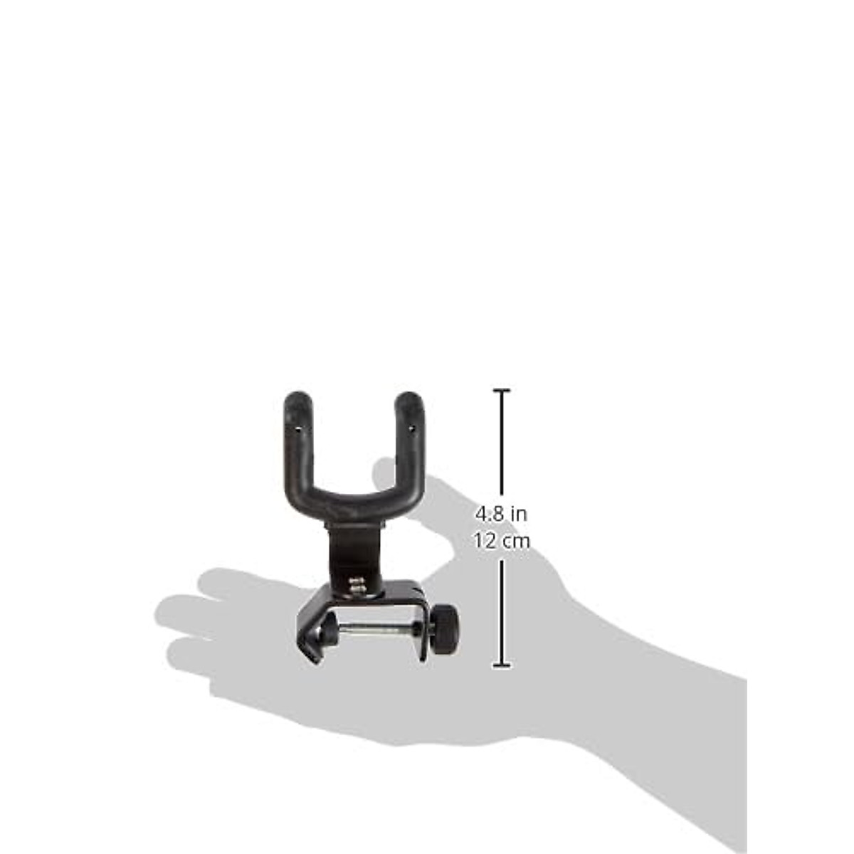 K&M König & Meyer 15590-000-55 Ukulele/Mandolin Holder For Mic Stands | Flexible U Mount Hanger | Rubber Covered Support Arms | Music Stand Tube Clamp | Sturdy Secure | Portable | German Made Black