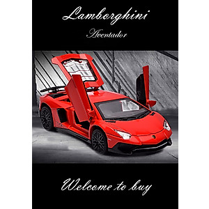 Alloy Collectible Red Lamborghini Car Toy Pull Back Vehicles Diecast Cars Model with Light & Sound