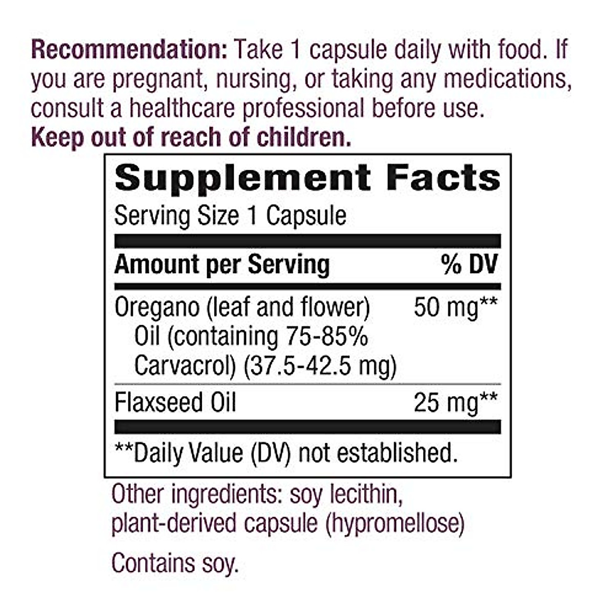 Nature's Way Oregano Oil 75-85% Carvacrol per Capsule, Vegetarian, 60 Vegetarian Capsules (2 Pack)