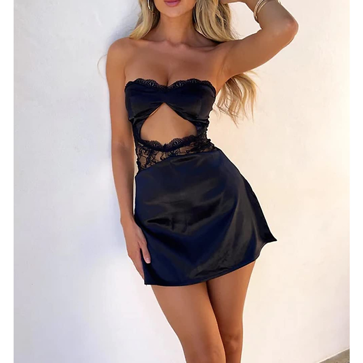 Women Summer Off Shoulder Tube Mini Dress Sexy Bodycon Strapless Floral Short Dress Y2k Backless Fairy Mini Dress