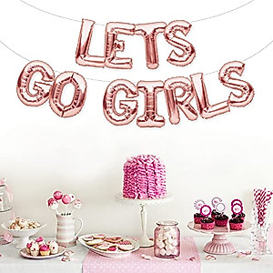 PartyForever LETS GO GIRLS Balloons Banner Rose Gold Bachelorette Party Decorations Sign