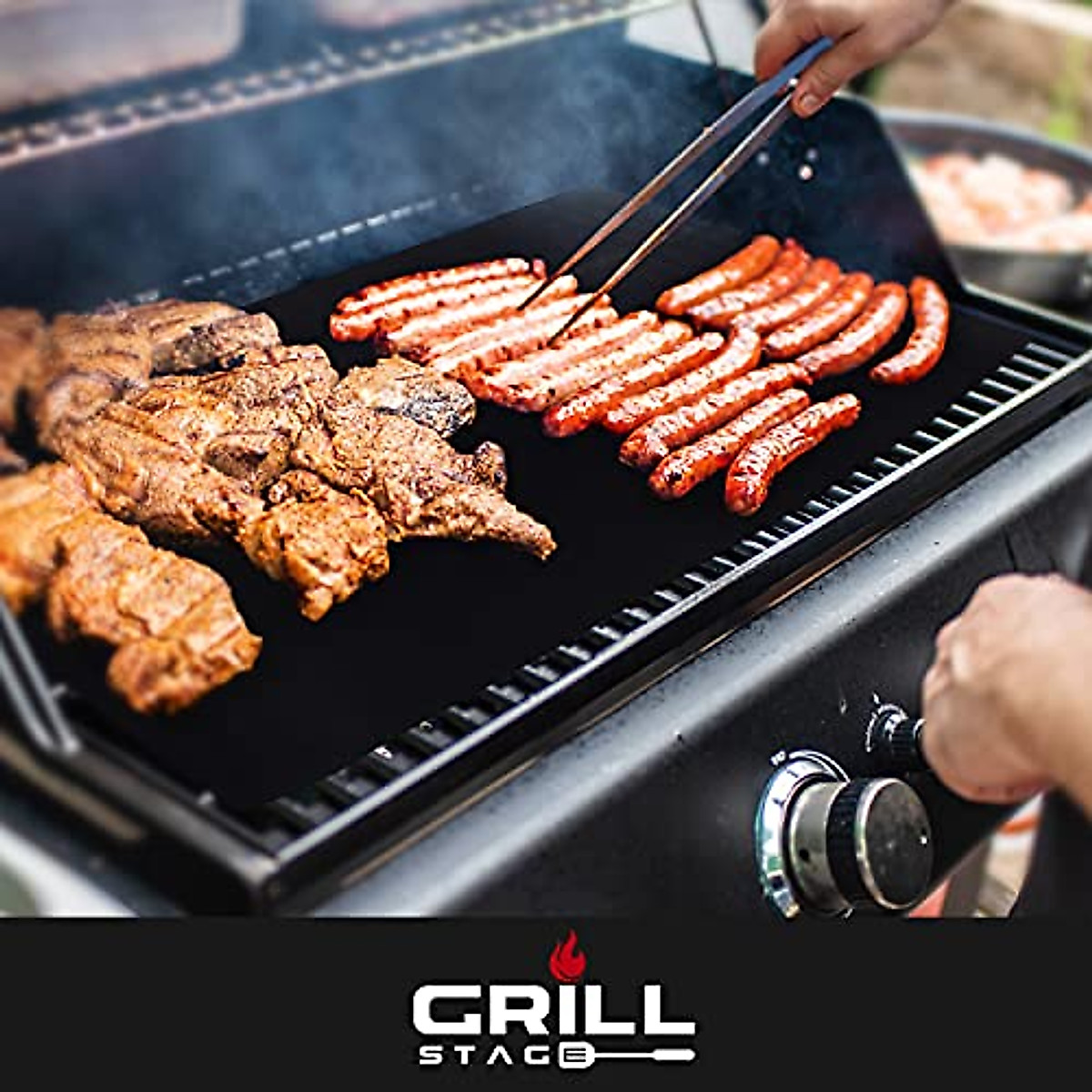 Reusable Heavy Duty Grilling Mat Set - BBQ Mats For Grilling Prevent Food From Sticking & Falling In Between The Grates - Easy To Clean Durable 500 Degree Nonstick Grill Mat - Set Of 2