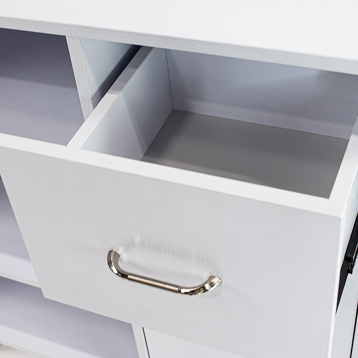 Glasglow II Reception Desk with Glass Top, Office Restaurant Beauty Salon Furniture, White 32" L x 18" W