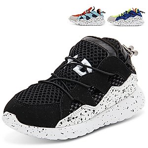 DADAWEN Boy's Girl's Casual Outdoor Mesh Light Weight Running Shoes Sneakers (Toddler/Little Kid/Big Kid) Black US Size 2 M Little Kid