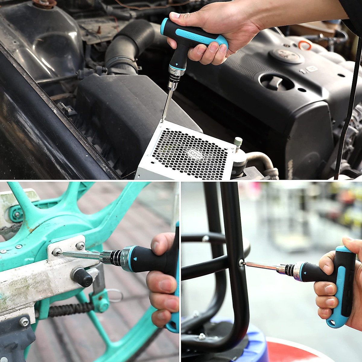 DURATECH 14-in-1 Screwdriver Set, Multi-Bit Ratcheting Screwdriver Set Tool All in One with Quick-load Mechanism, 7PCS Phillips, Slotted, Torx, Square S2 Steel Bits, T-Handle, for Outdoor & Daily Use