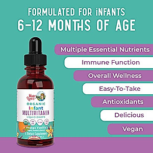 Multivitamin & Multimineral for Infants by MaryRuth's | USDA Organic | Sugar Free | Liquid Vitamins for Babies 6-12 Months | Immune Support & Overall Wellness | Vegan | Non-GMO | 2 Fl Oz