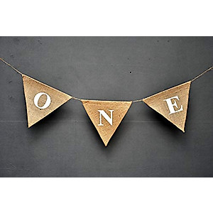 Boston Creative Company 1st Birthday high Chair Banner, ONE Burlap high Chair Birthday Banner, boy Thing, 1st Birthday Party Decor,Rustic Birthday, Woodland or Safari Jungle Theme Highchair Banner