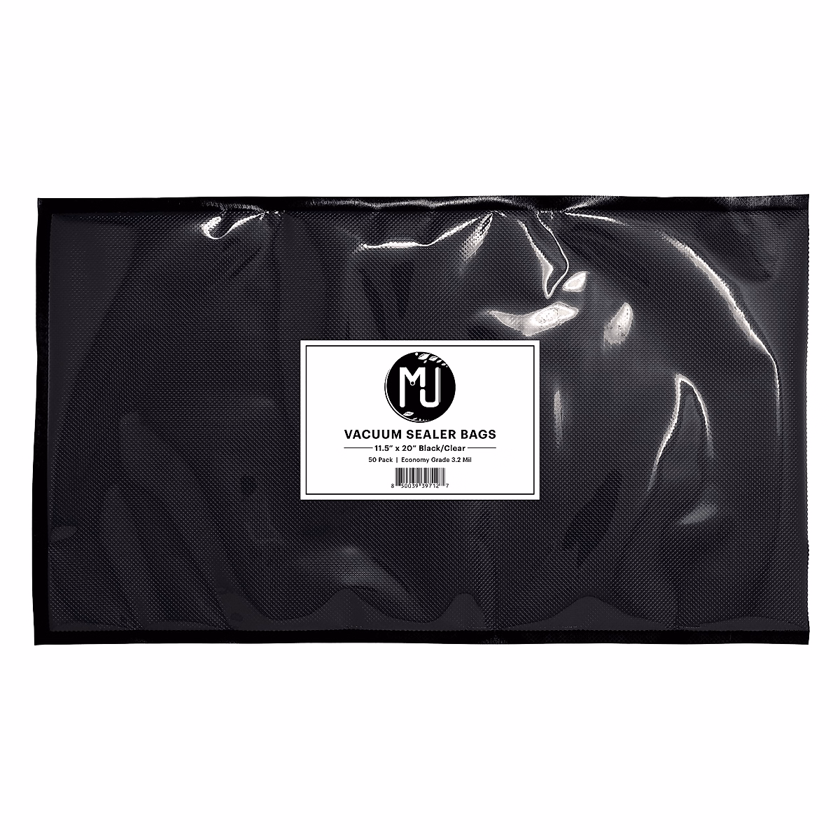 MJ Premium Vacuum Sealer Bags for Food Storage, Sous Vide | 50 Pack (11.5" x 20" 3.2 Mil, Black and Clear)