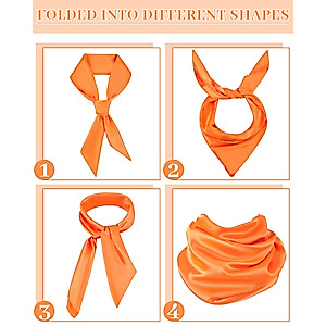 2pcs Orange Large Square Scarf Halloween Costume Head Scarf Neck Scarf Skinny Scarf Headscarf for Men Women, 35 x 35 Inch