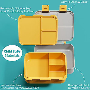 Fimibuke Kids Bento Box with Insulated Thermos Food Jar, Lunch Bag & Ice Pack Set, 3-Compartments Toddler Lunch Box, ONE-STOP Snack Lunch Container Solution for Ages 3-12 School Girls Boys - Trucks